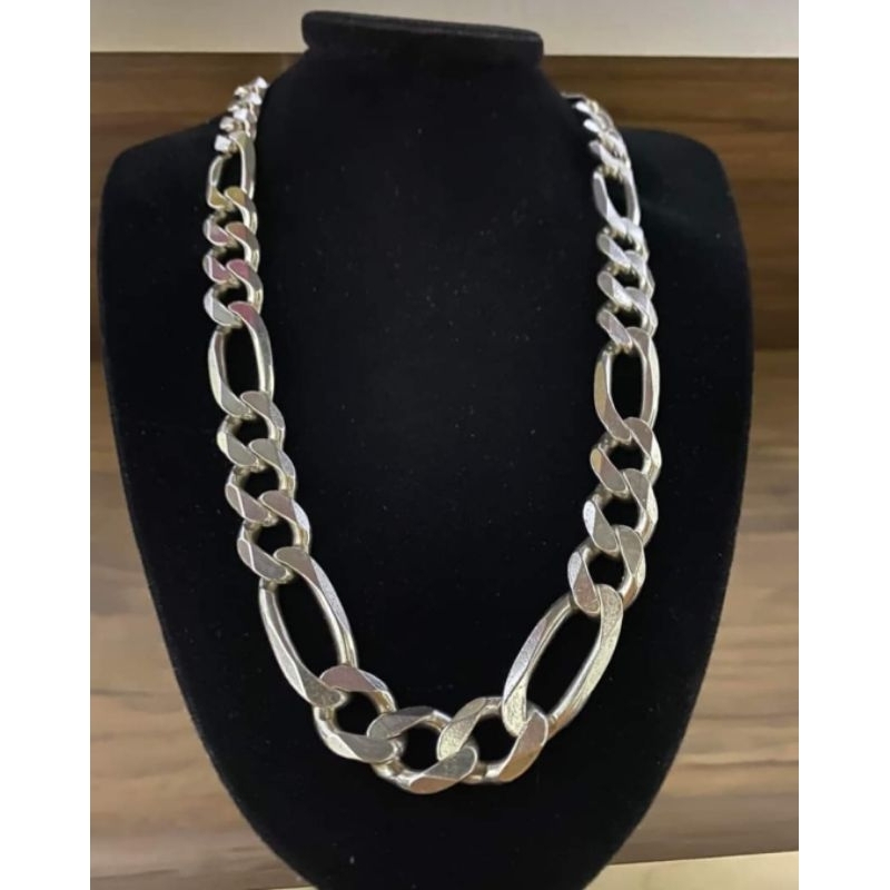 Corrente banhada prata 925 grumet 3x1 grossa 10mm-70cm | Shopee Brasil