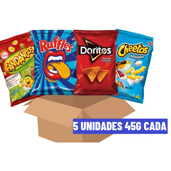 Kit 05 Salgadinho Doritos Cheetos Ruffles Fandangos | Shopee Brasil