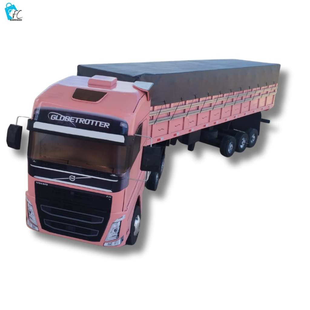 Carreta ls Volvo FH Rosa de madeira/ Mini carreta de madeira feita ...