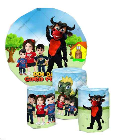 PAINEL E CILINDROS EM TECIDO SUBLIMADO TEMA BOI DA CARA PRETA | Shopee ...