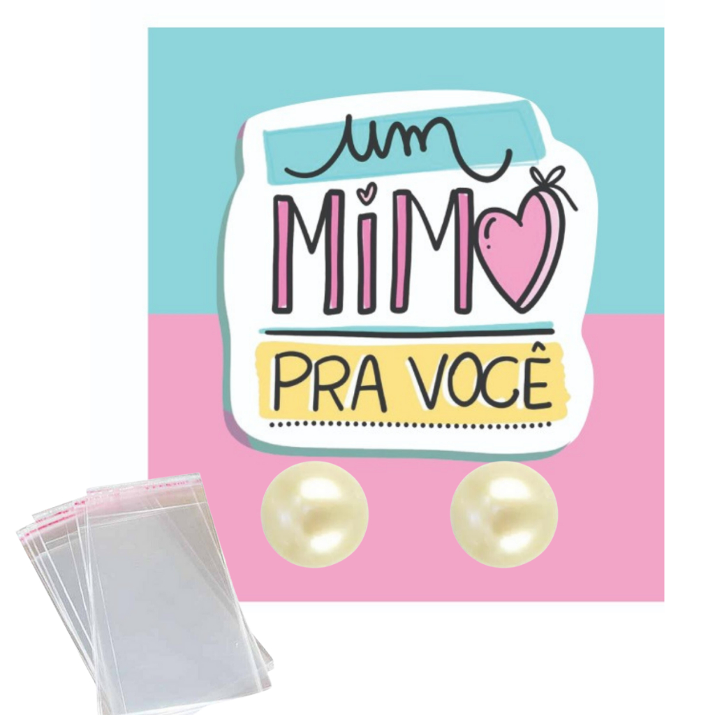 100 Pares De Brincos Perola Com Cartão Para Mimos Aniversario Cliente Noivos Lembrancinha ...