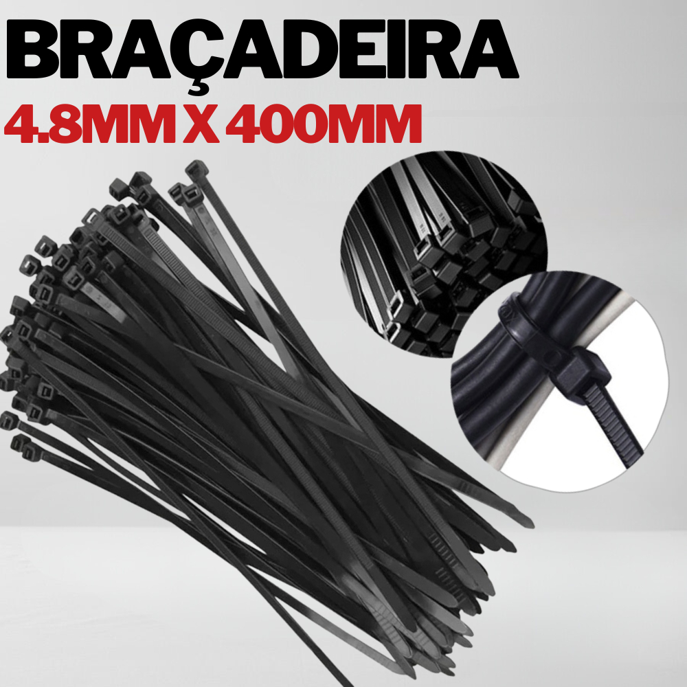 Kit 100 Unidades Cinta Plástica Fita Braçadeira Nylon Enforca Gato Fita ...