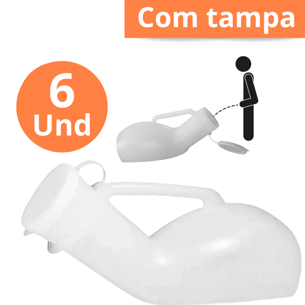 Kit 6 Coletor de Urina Urinol Hospitalar C/Tampa Papagaio Emergência ...