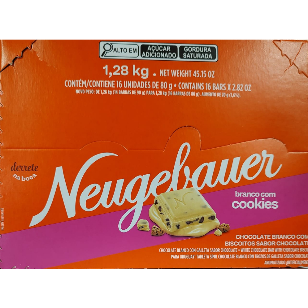 Chocolate Barra Neugebauer Branco Cookies 80g 16 un | Shopee Brasil