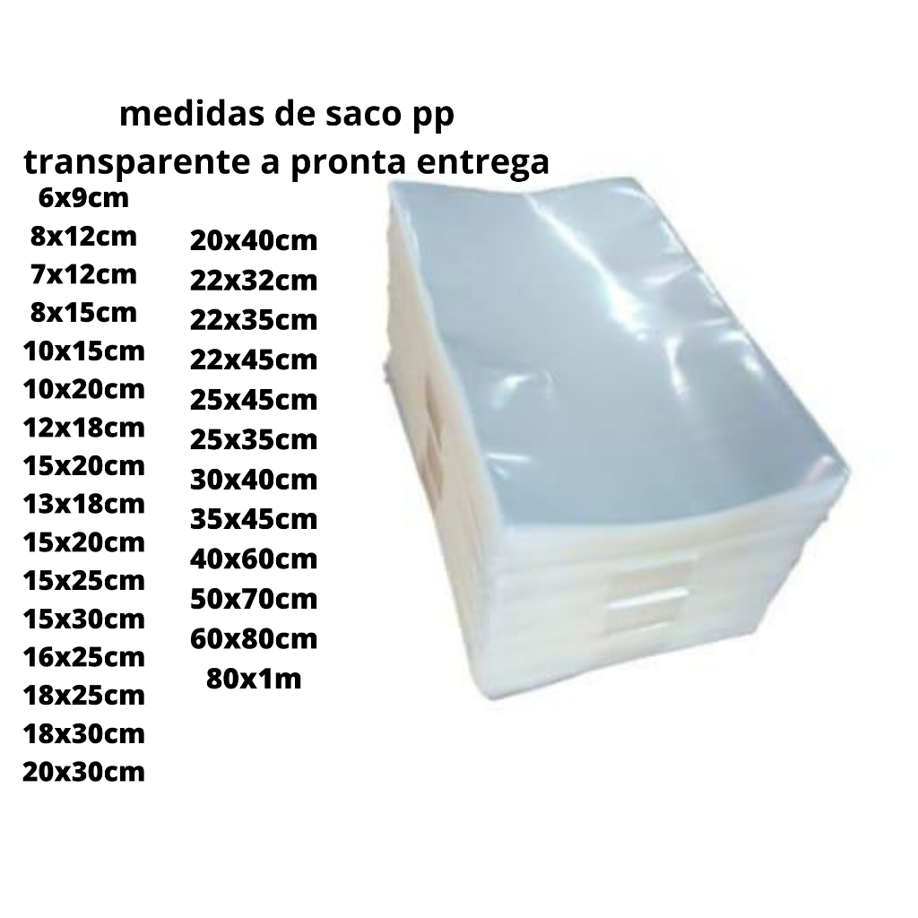 saco plástico poli cristal transparente pp vários tamanhos | Shopee Brasil