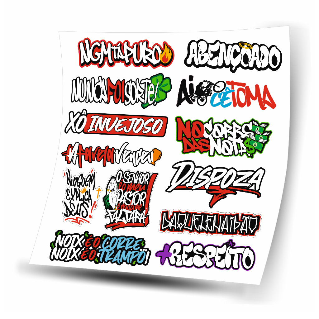 Cartela Adesivos Frases Impressas Grau 244 Carro Bike Moto | Shopee Brasil