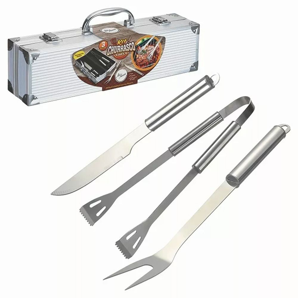 Kit Churrasco Inox C/ Maleta Churrasqueiro Profissional | Shopee Brasil