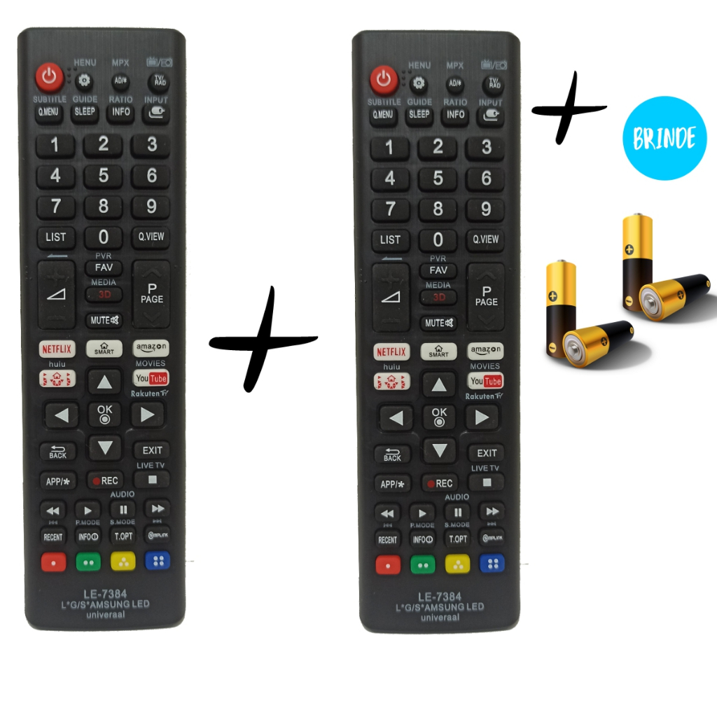 Kit com 2 Controles Remoto Universal Compatível Smart Tv LG Televisão ...
