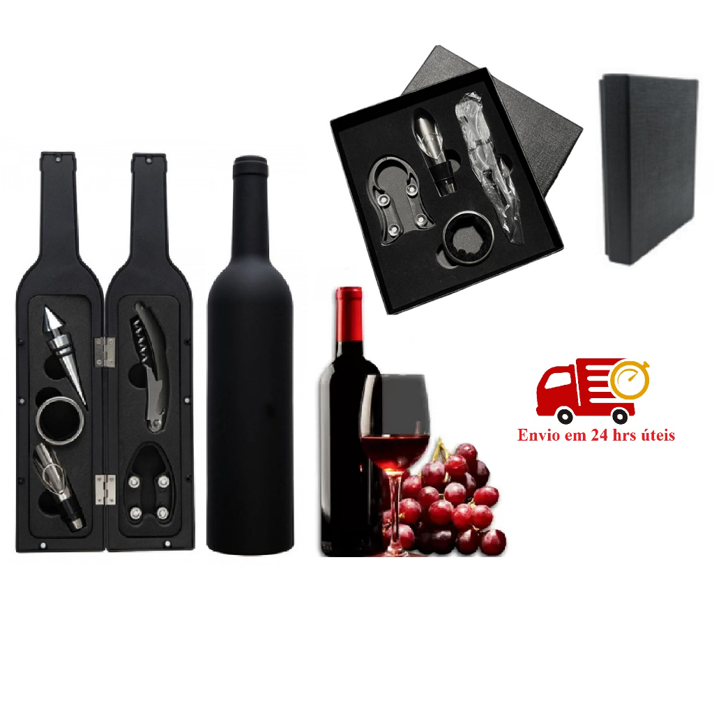 Kit Para Vinho Com Saca Rolha + Acessórios Caixa | Shopee Brasil