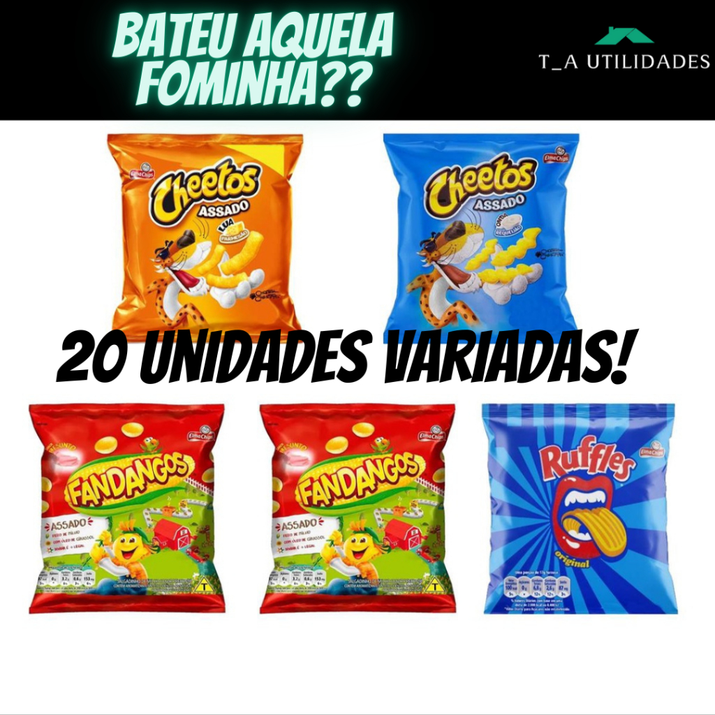 20 unidades de salgadinhos Elma Chips - Ruffles - Fandangos - Cheetos - Kit de salgadinhos ...