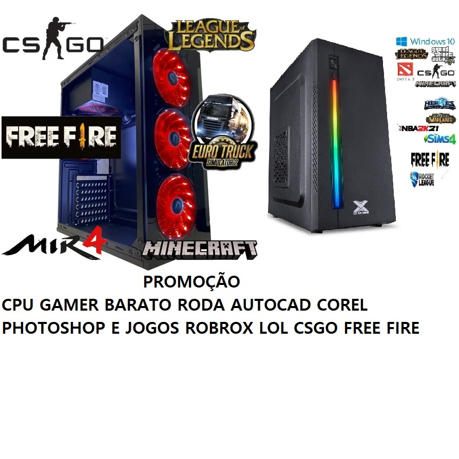 cpu pc gamer computador 8gb ssd128g+hd500g roda autocad corel csgo lol ...