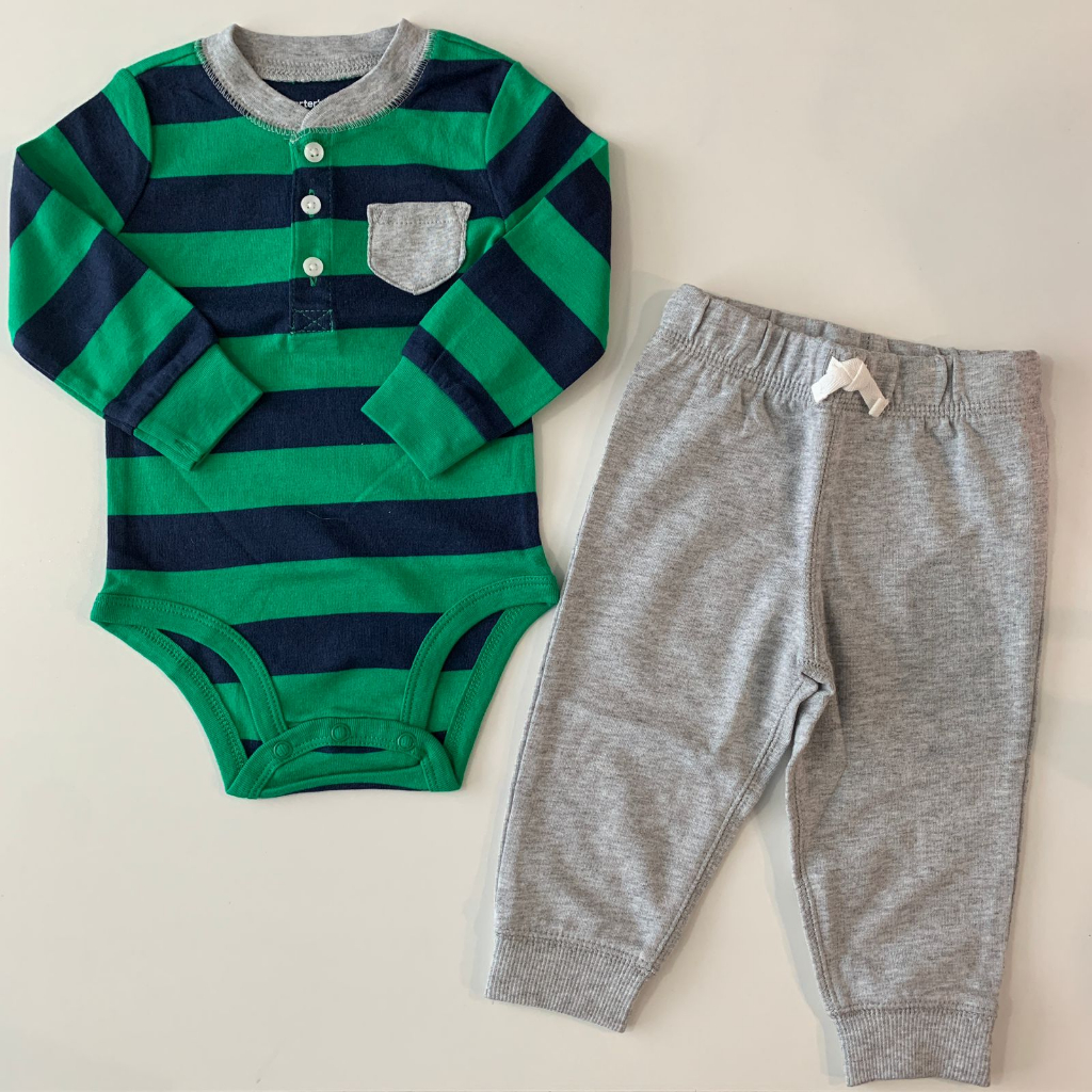 Conjunto inverno verde listrinha - C@rters (9 meses) | Shopee Brasil