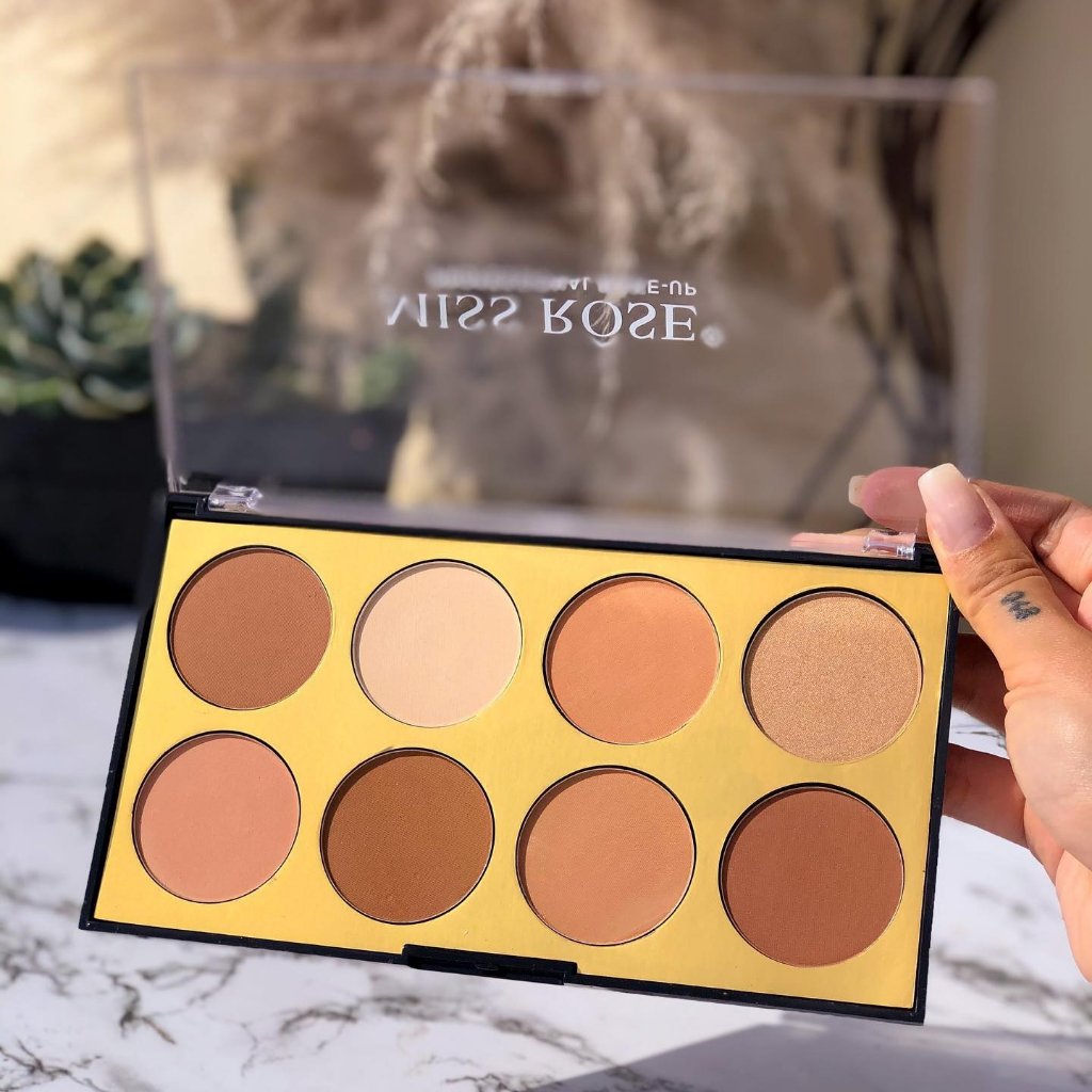 Paleta de Contorno Compacto 3D Profissional 8 Cores Bronzer Miss Rose ...