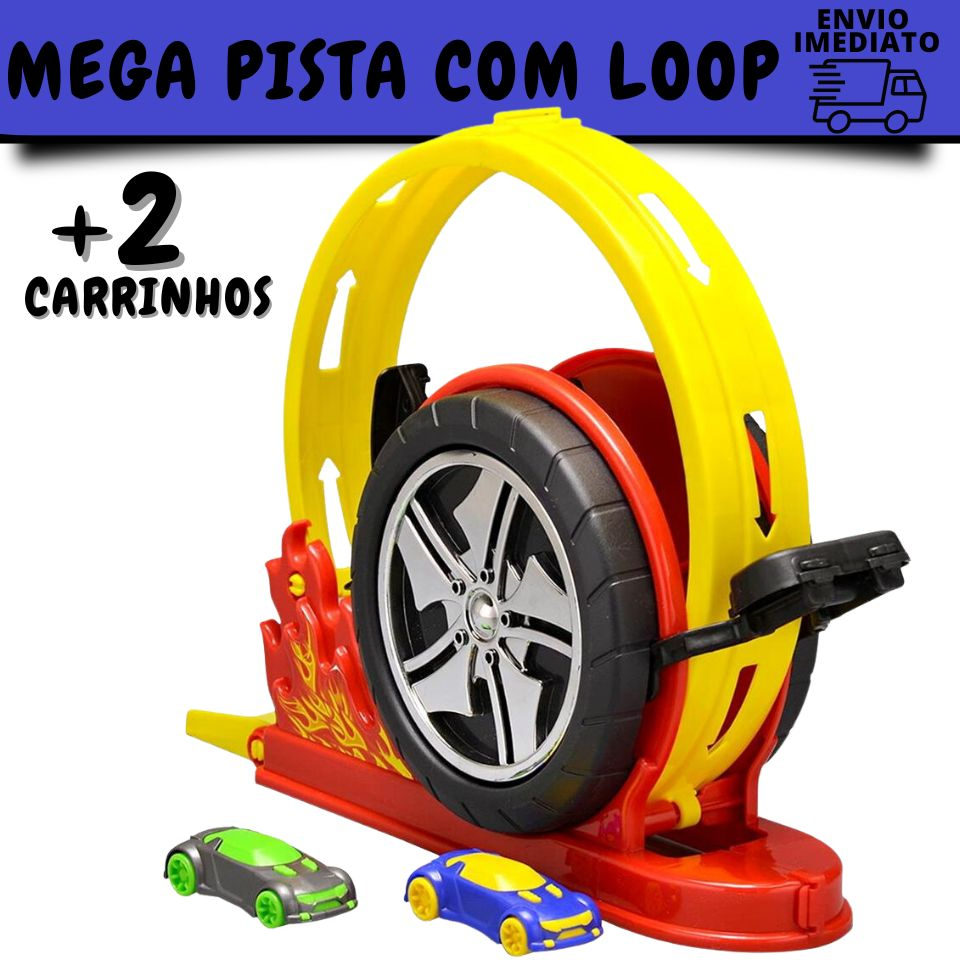 Super Pista Mega Speed com Loop 360º, Lançador e 02 Carrinhos Brinquedo ...