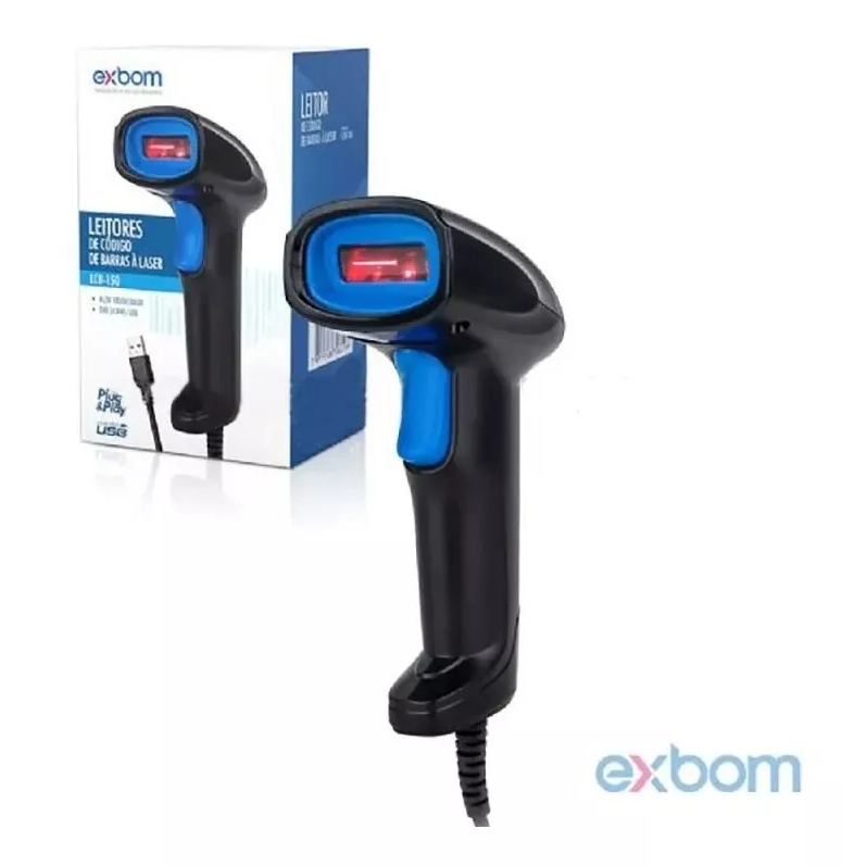 Leitor De Código De Barra C/ Fio Exbom Lcb-150 300 Scans/sec Cor Preto ...