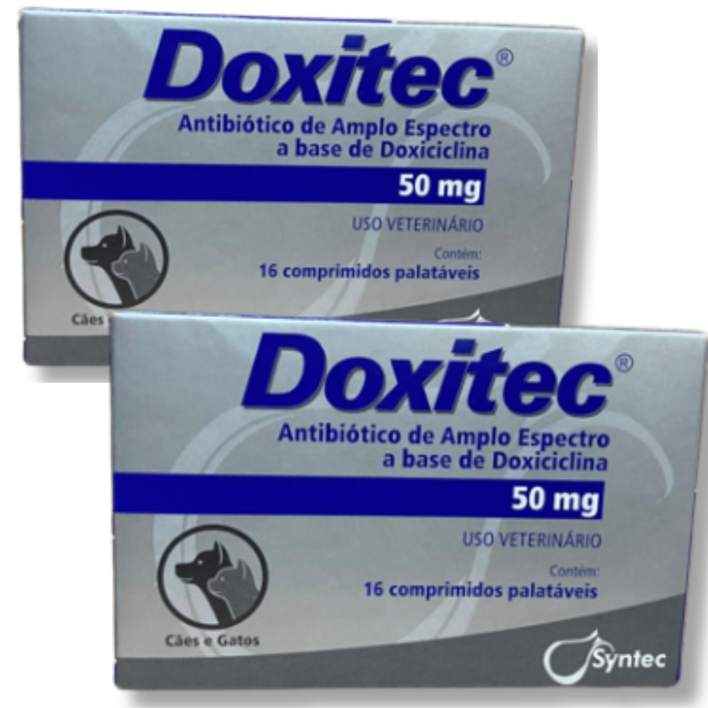 Antibiótico Doxitec 50 Mg C/16 Cp Cães/gatos Kit 2 Caixas | Shopee Brasil
