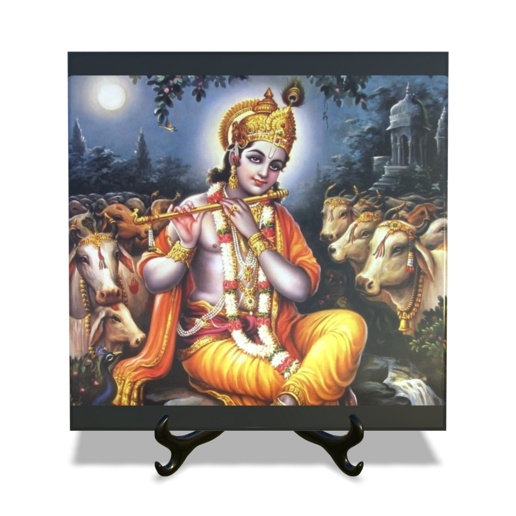 Quadro Azulejo Deus Indiano Krishna 3A vários tamanhos decoração ...
