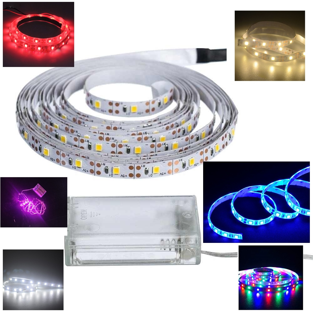 Fio Fita Led 2m 120 Leds Pilha Branco Frio / Quente / Vermelho / Azul ...