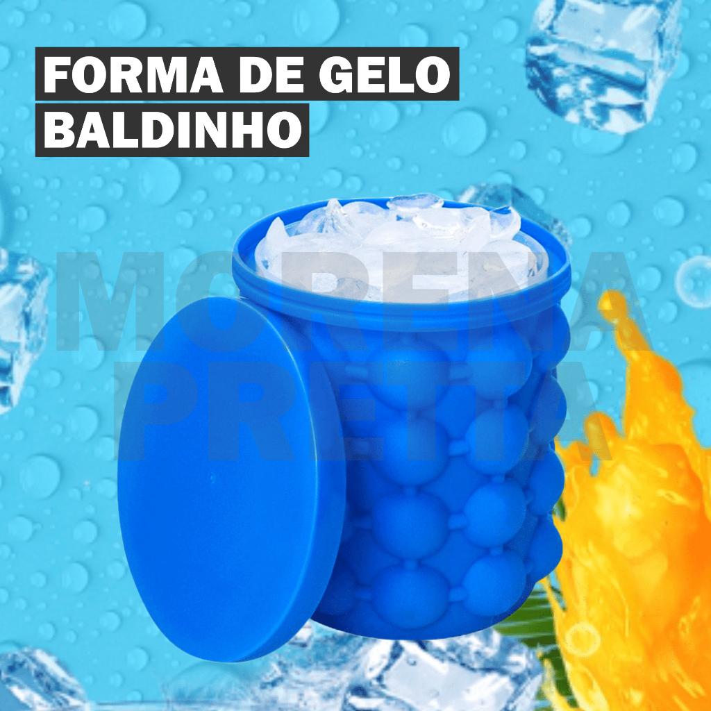Mini Balde Forma de Gelo em Silicone Ice Magic Cube 900 ml Compacto Faz ...