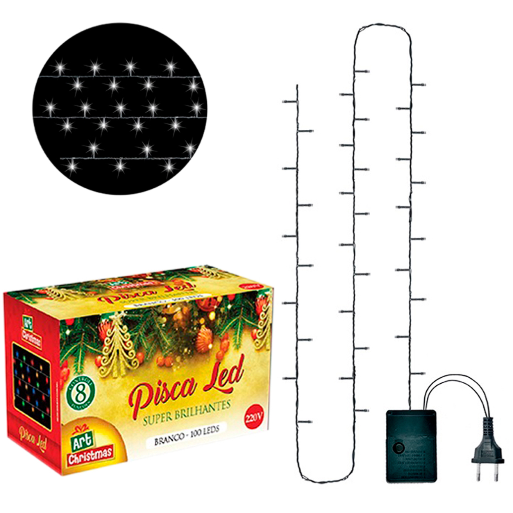 Pisca Pisca com 100 Leds 220v Para Decoração De Festa Natal 8 Metros ...