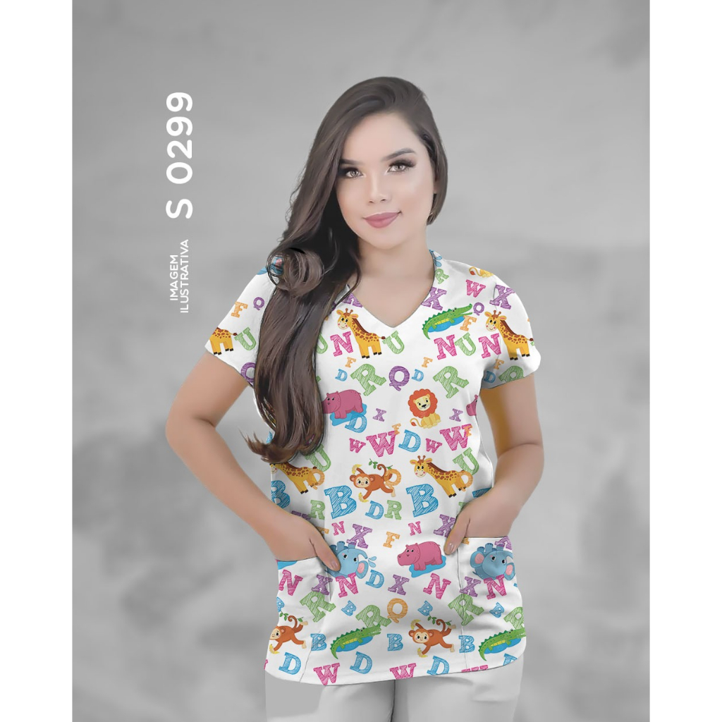 Jaleco Feminino Com Bolso Avental Monitora Personalizado Scrub Feminino ...