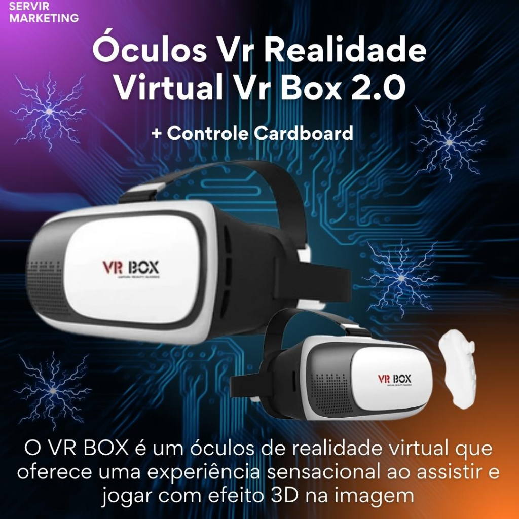 Óculos Vr Realidade Virtual Vr Box 2.0 + Controle Cardboard 3d Para Celular | Shopee Brasil