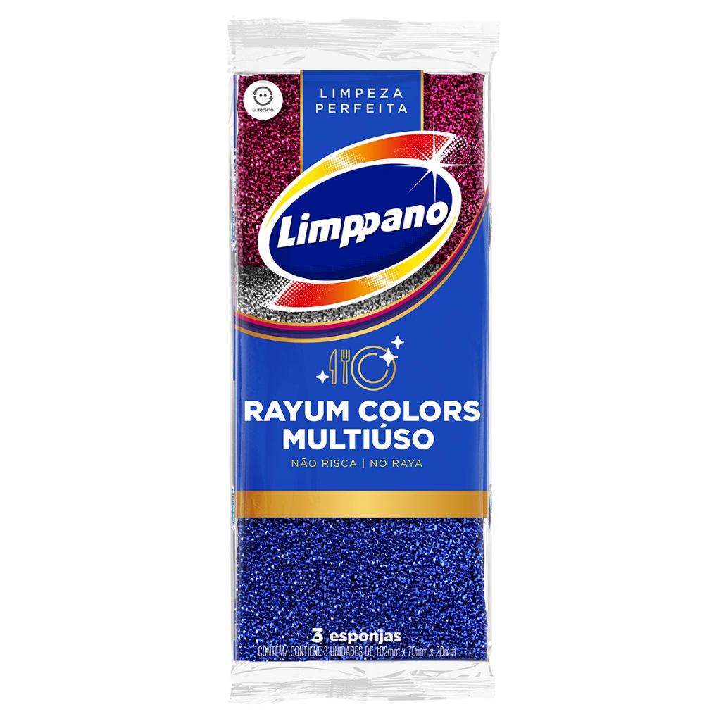 Esponja de Limpeza Multiuso Rayum Colors - 3 un | Shopee Brasil