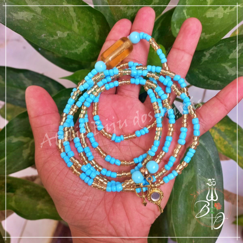 Guia Fio de contas de Logun Edé Azul e dourado Orixá de Umbanda e ...
