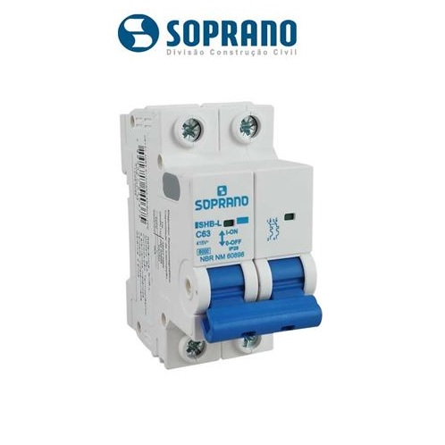 Disjuntor Bipolar 32A 10kA Curva C DIN Soprano | Shopee Brasil