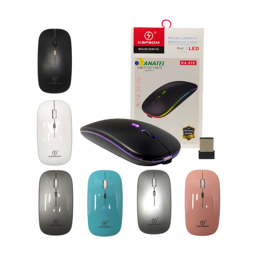 Mouse RGB Sem Fio de 2.4GHz Kapbom KA-618 | Shopee Brasil