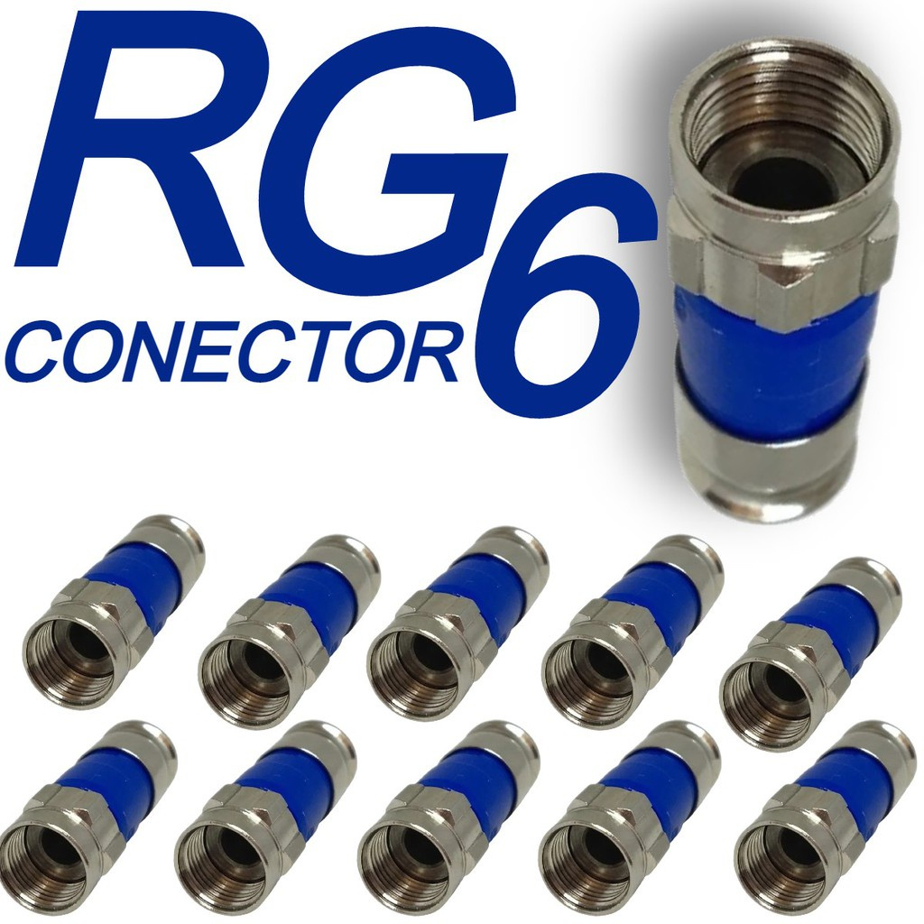 50 Conectores de Compressão Rg6 Para Cabo Coaxial kit Com 50 Unidades ...