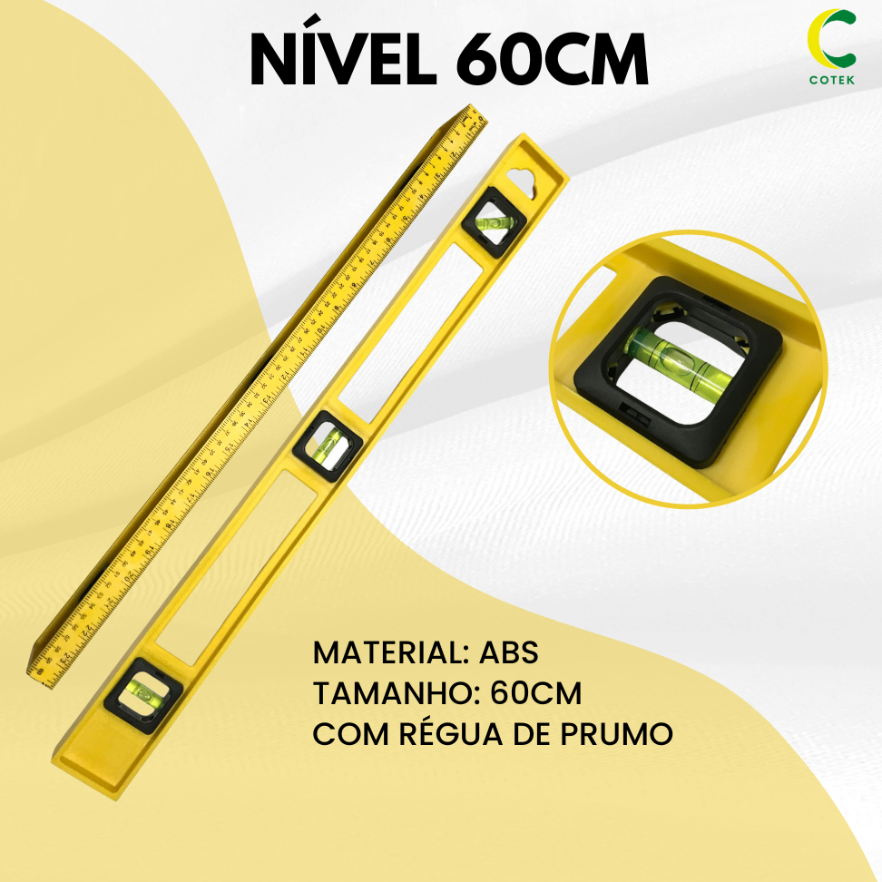 Nível Profissional 60cm Pedreiro Abs Resistente Régua de Prumo 3 bolhas ...