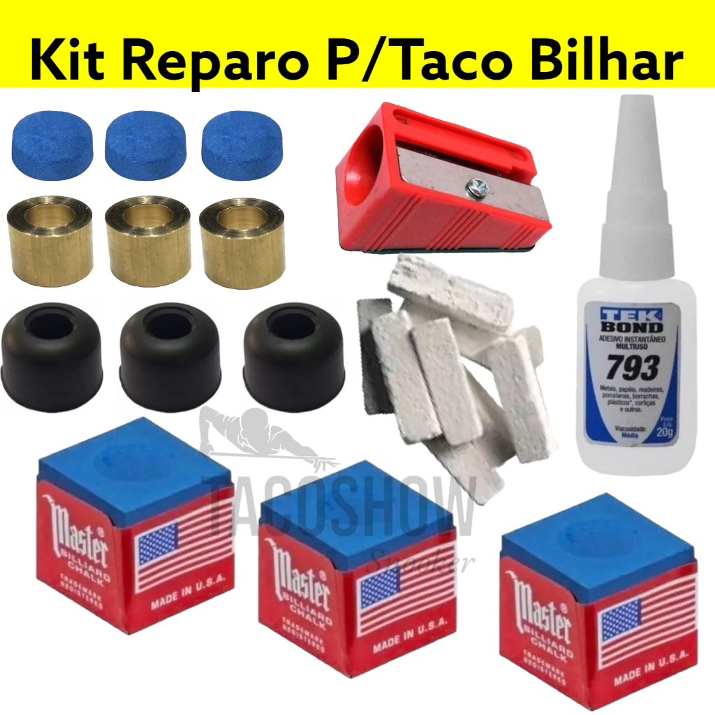 Kit Reparo de Taco de Sinuca Bilhar 3 Sola de Couro 11 mm + 1 Cola + 1 ...