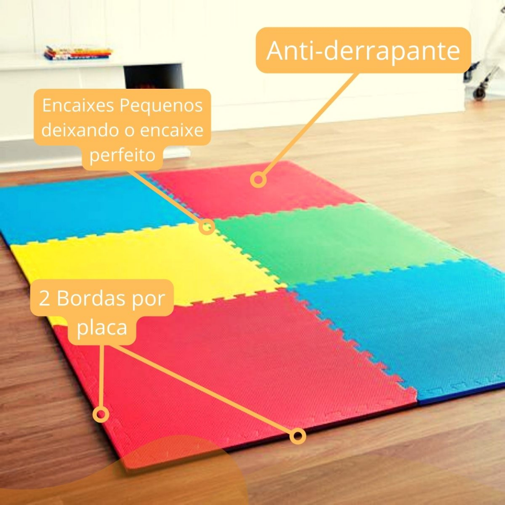 Kit 5 Tapete Tatame Eva Infantil 50x50x1cm (10mm) Emborrachado Anti ...