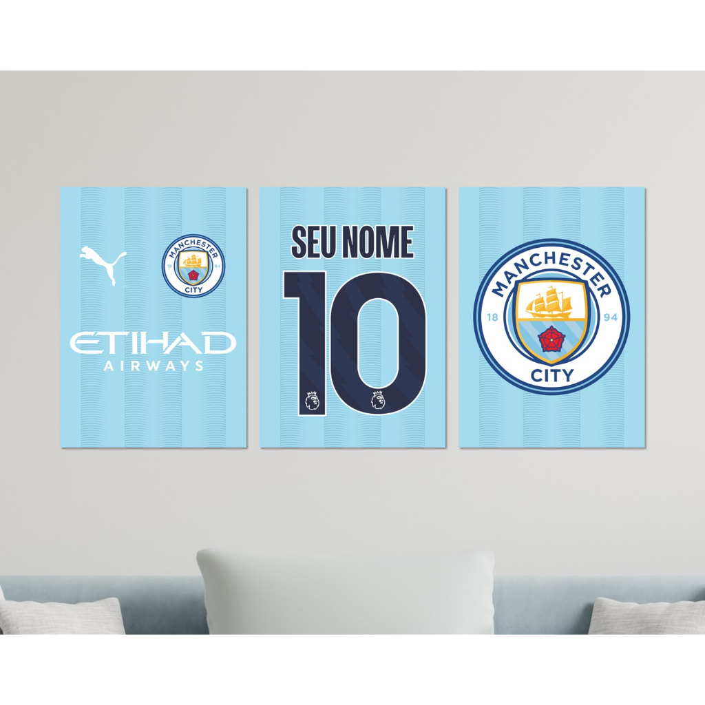 Kit 3 Placas Decorativas Manchester City Personalizado | Shopee Brasil