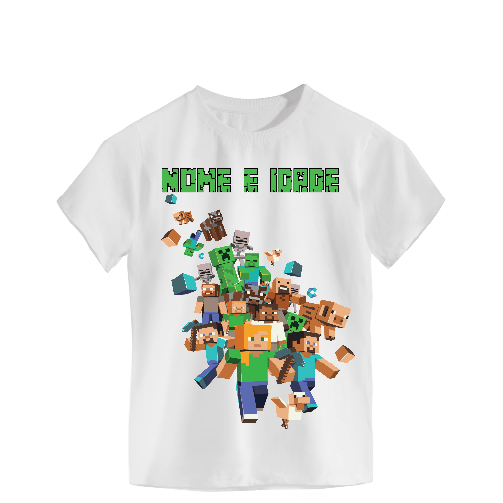 Camiseta infantil Game Minecraft Roblox Personalizada Varias Estampas ...