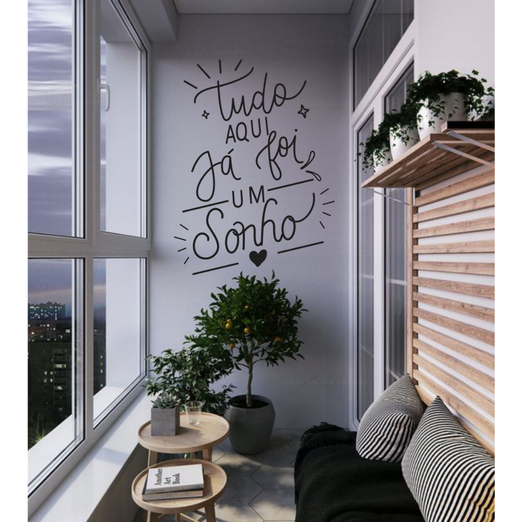 Adesivo decorativo de parede "tudo aqui já foi um sonho" | Shopee Brasil
