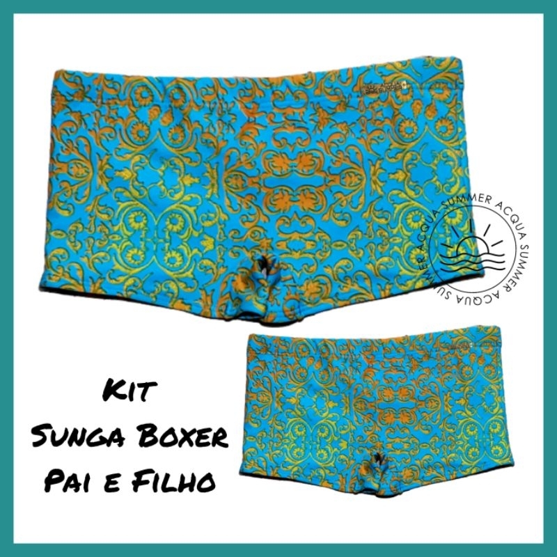 Sunga Boxer Kit Pai e Filho Dia dos Pais Moda Praia Estampada | Shopee ...