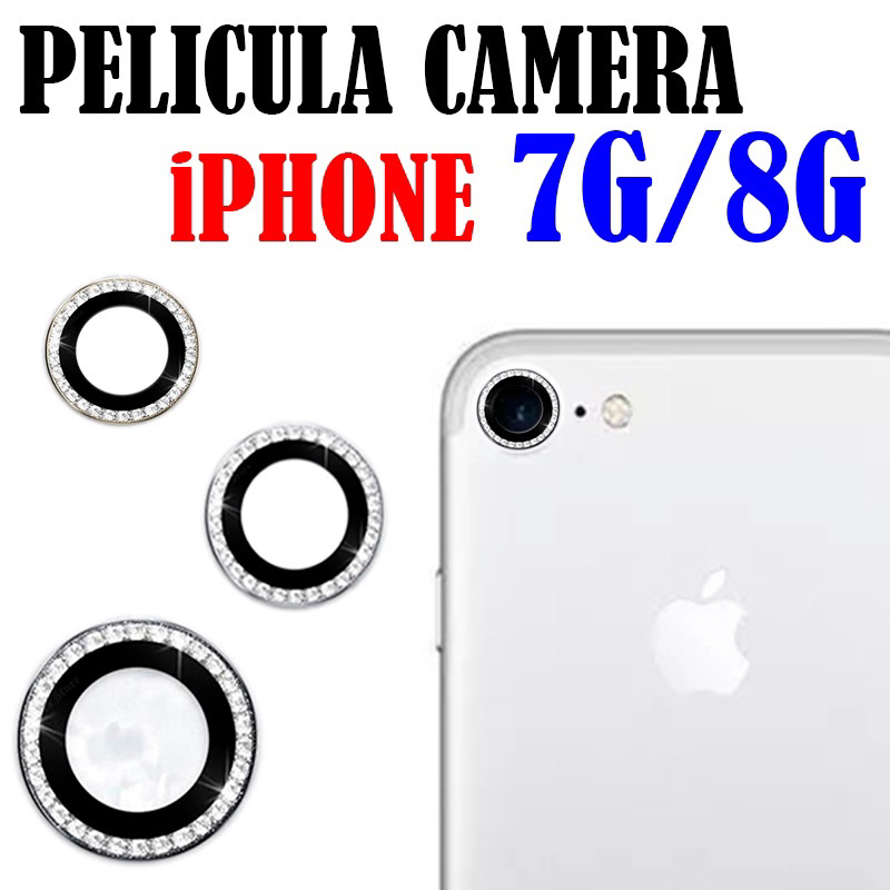 Protetor de Lentes Strass Para iPhone 8G Película de câmera Diamante ...