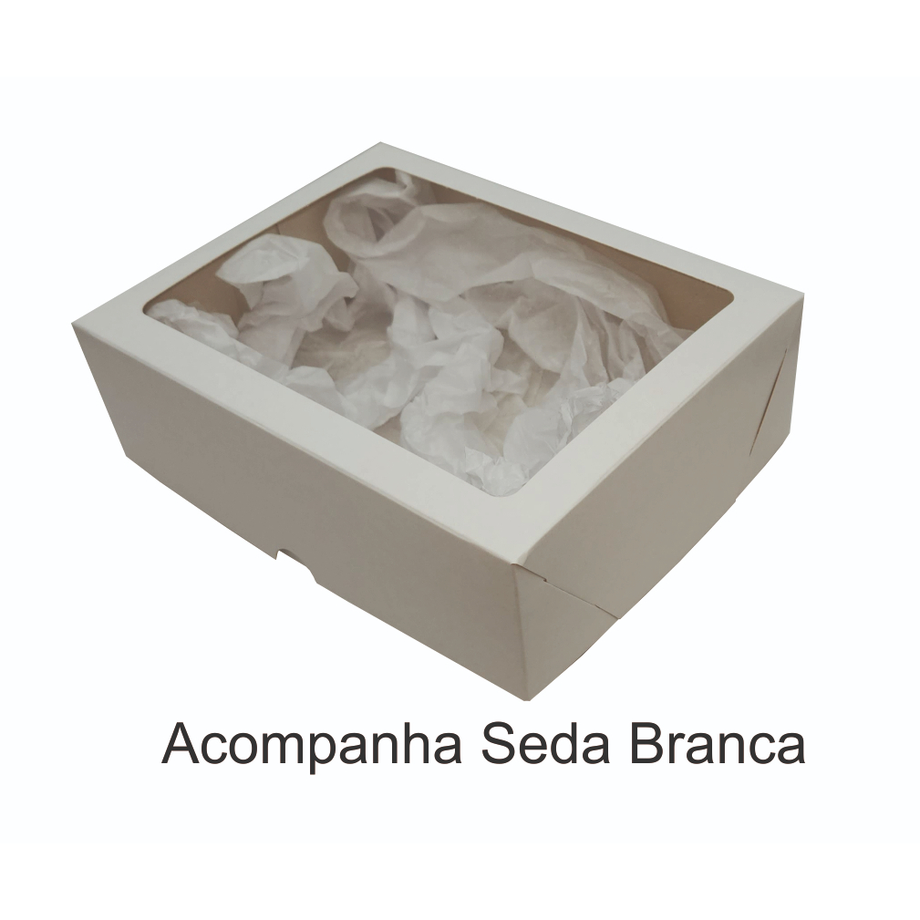 Caixa de papel presentes-visor - 10 unidades - Branca - 19x15x6 - Com ...
