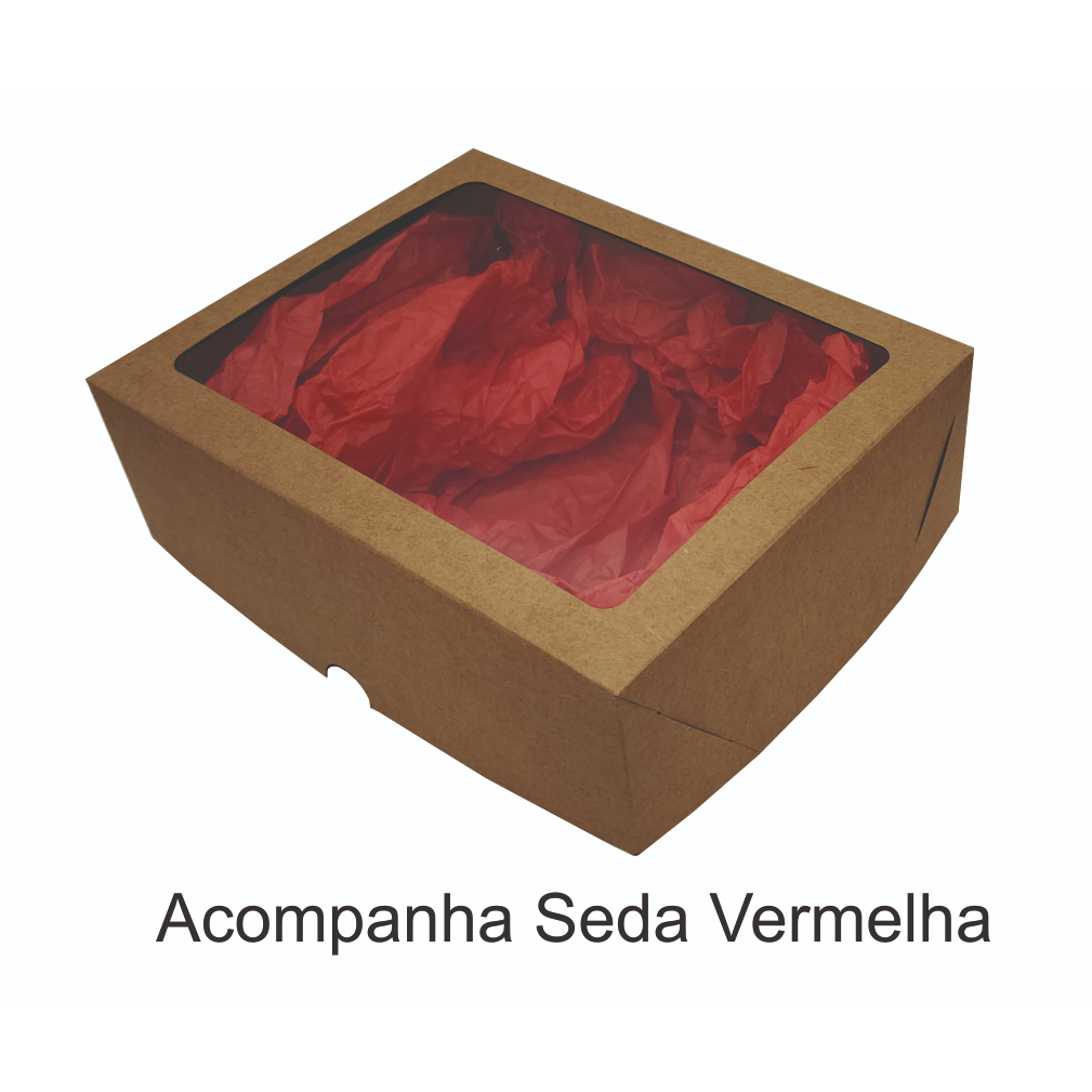 Caixa de papel presentes-visor - 10 unidades - Kraft - 19x15x6 - Com ...