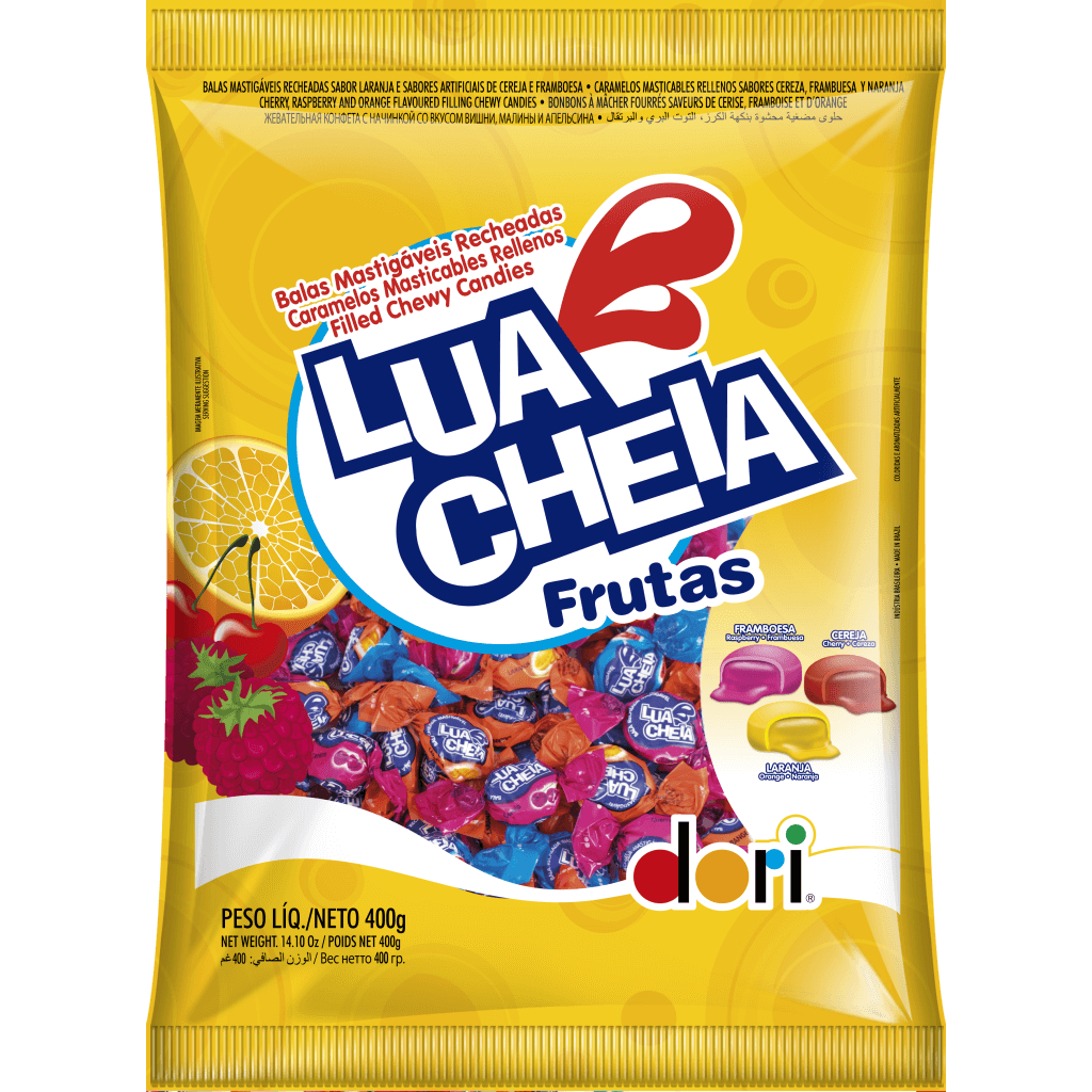 Balas Recheadas Lua Cheia Frutas 400g - Dori. Pacote com 80 unidades ...