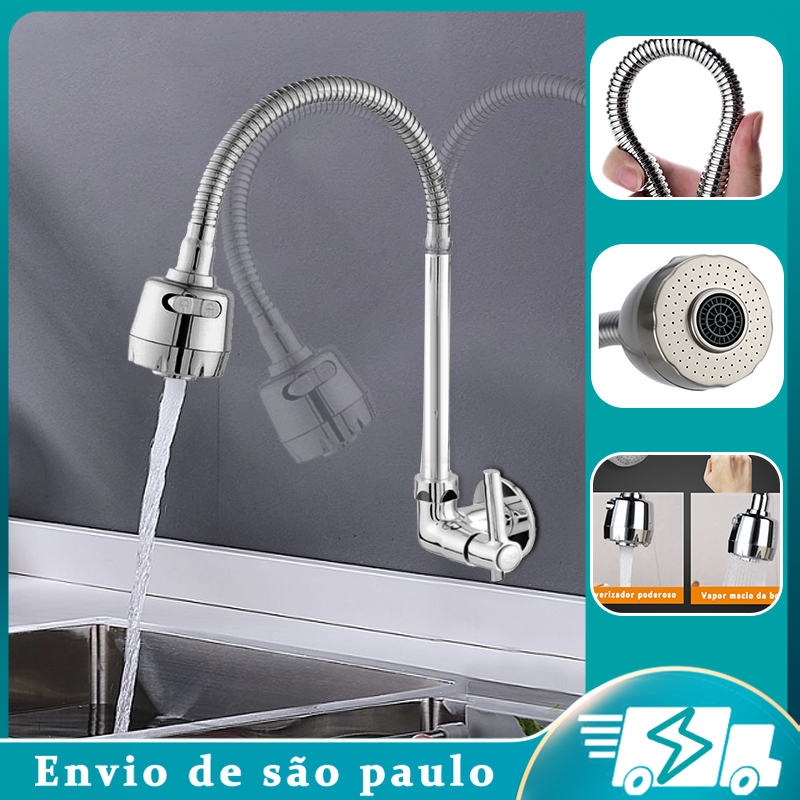Torneira Gourmet De Parede Aço Torneira Cozinha Gourmet De Bancada