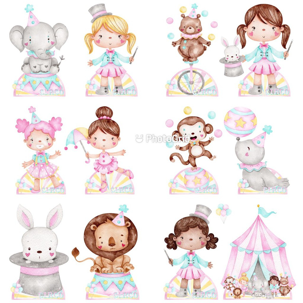 Kit 20 Centro De Mesa Tema Circo Rosa Aquarela | Shopee Brasil