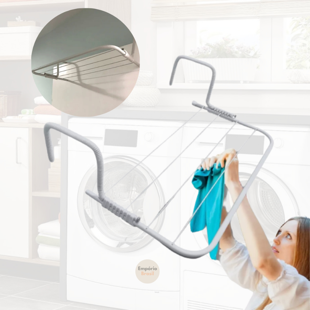 Varal de Roupa Ajustável para Apartamento Portatil Suspenso com Abas de ...
