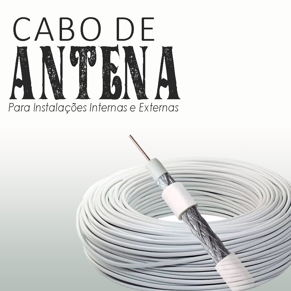 Cabo de antena Coaxial para tv Digital branco 5m, 10m, 15m, 20m - Faz a ...