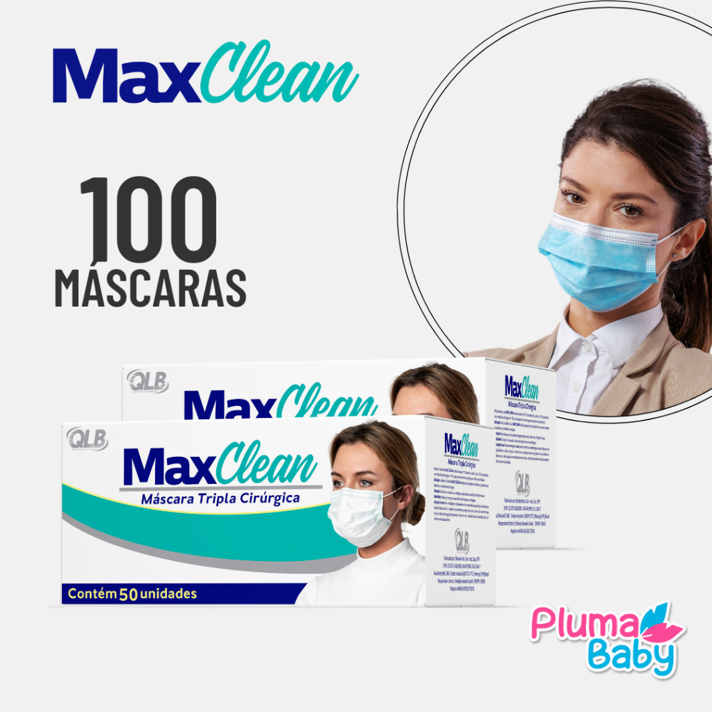 KIT COM 2 CAIXAS DE MASCARA DESCARTAVEL AZUL MAXCLEAN C/50 unidades ...