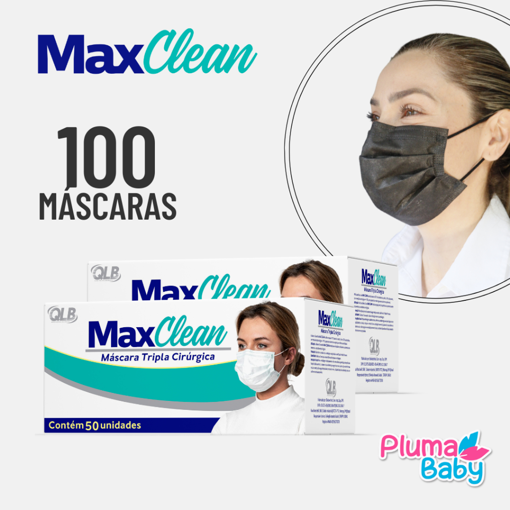 KIT COM 2 CAIXAS DE MASCARA DESCARTAVEL PRETA MAXCLEAN C/50 unidades ...