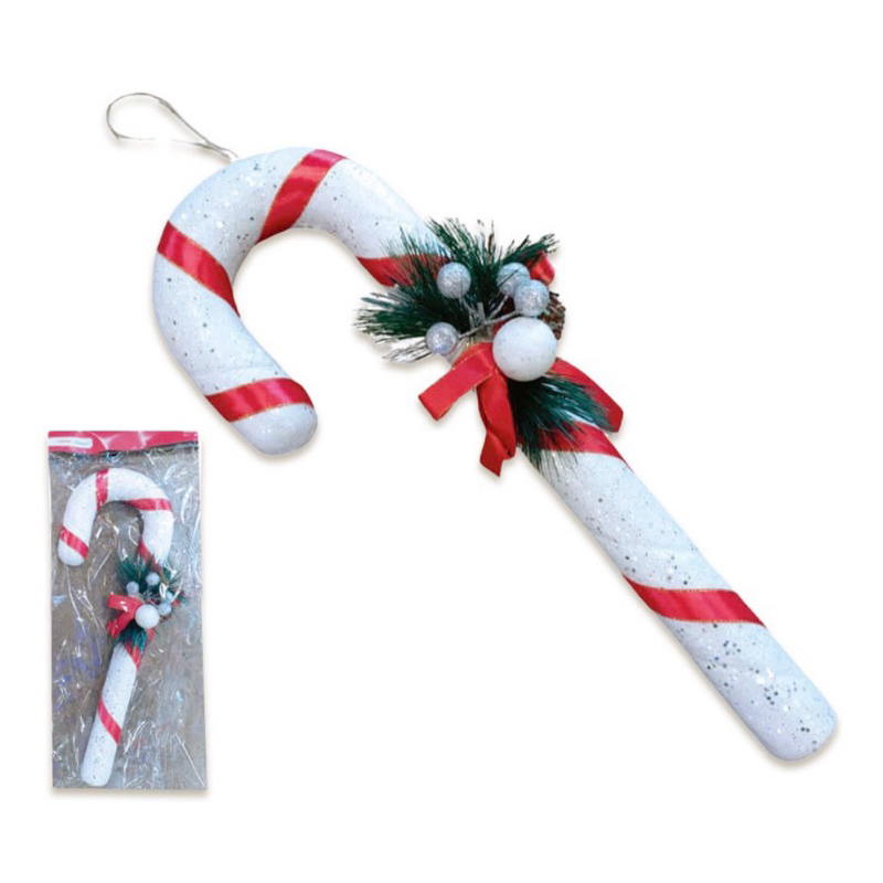 Enfeite Bengala Doce Gigante Natal Pinha Laço Glitter 51cm | Shopee Brasil