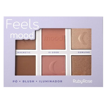 Paleta Pó, Blush e Iluminador Feels Mood - Ruby Rose | Shopee Brasil
